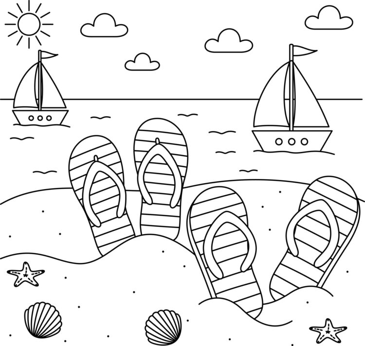 Enjoy a Beach Day with our Cute Flip-Flop Coloring Page! - Fun Free ...