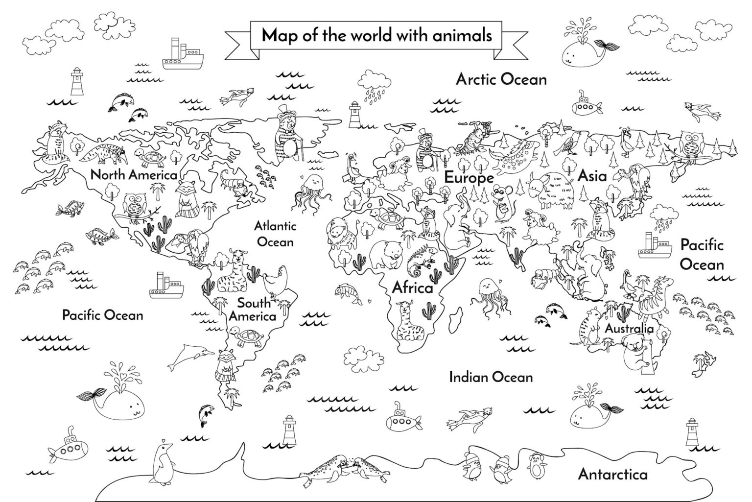 World Map Coloring Pages - Fun Free Coloring Pages