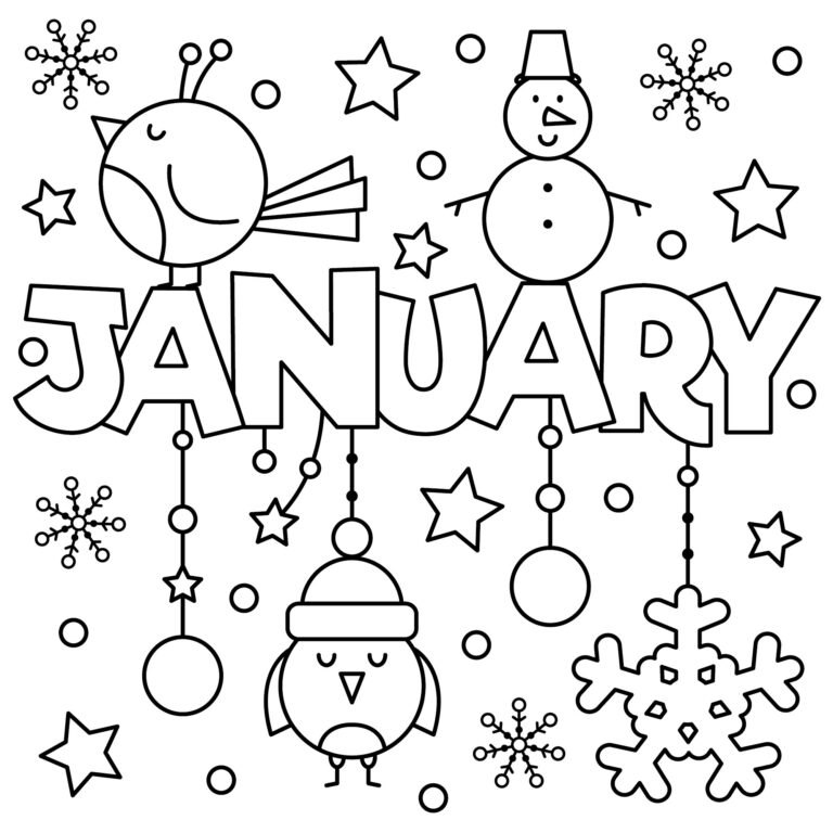 January Coloring Page - Fun Free Coloring Pages